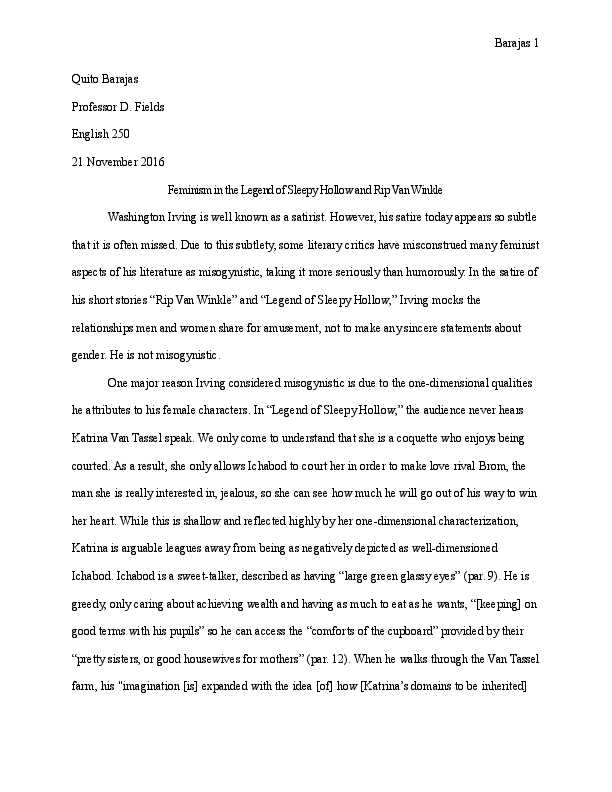 (DOC) Satire, not Serious: Washington Irving's The Legend of Sleepy ...