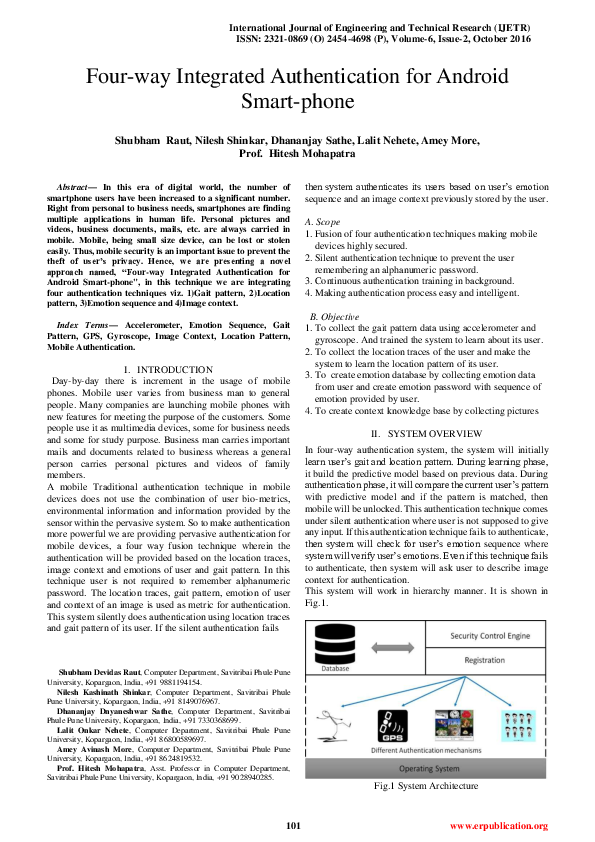 (PDF) Four - way Integrated Authentication for Android Smart - phone