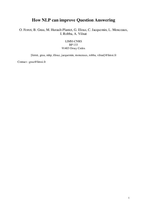(PDF) How NLP can improve question answering