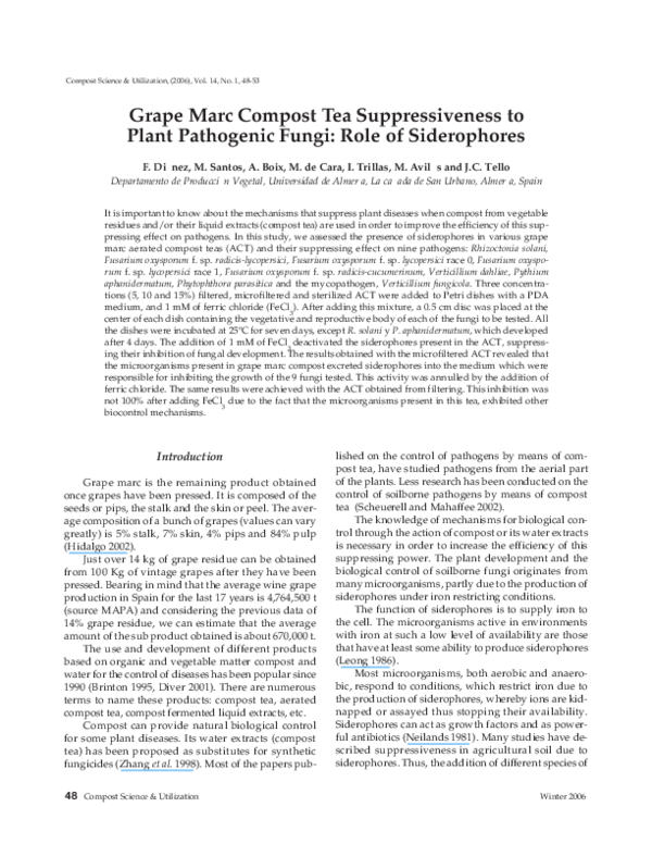 (PDF) Grape Marc Compost Tea Suppressiveness to Plant Pathogenic Fungi ...