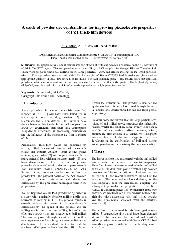 (PDF) A study of powder size combinations for improving piezoelectric ...