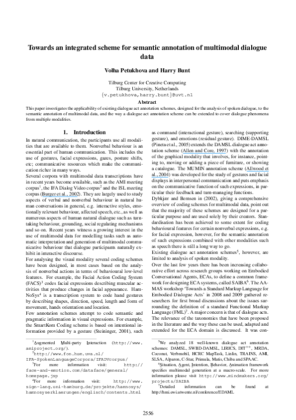 (PDF) Towards an Integrated Scheme for Semantic Annotation of Multimodal Dialogue Data