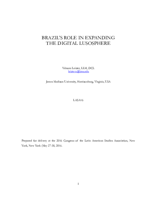 (PDF) BRAZIL'S ROLE IN EXPANDING THE DIGITAL LUSOSPHERE | Valnora ...