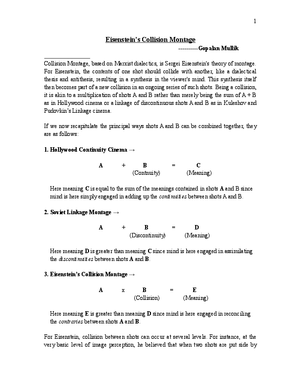 (DOC) Eisenstein's Collision Montage