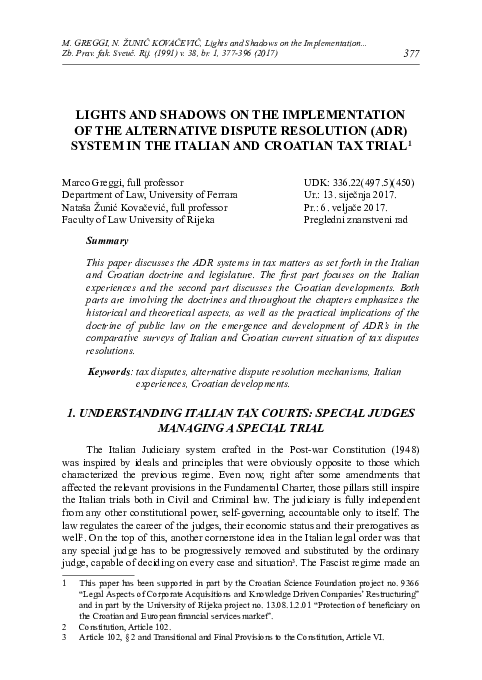 (PDF) Lights and Shadows on the implementation of the Alternative ...
