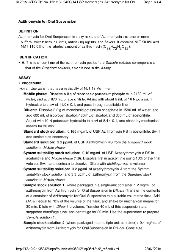 (PDF) Azithromycin oral suspension