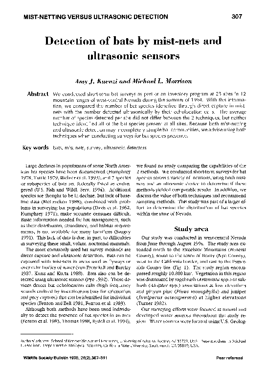 (PDF) Detection of bats by mist-nets and ultrasonic detectors