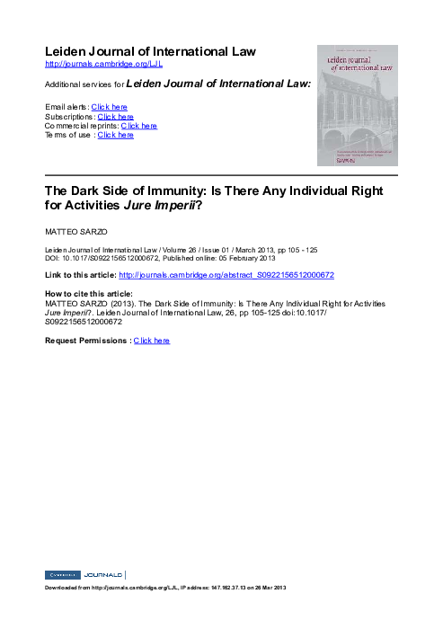 (PDF) The Dark Side of Immunity: Is There Any Individual Right for ...