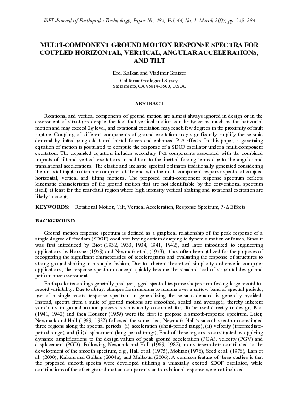 (PDF) Response of Pendulums to Translational and Rotational Components ...