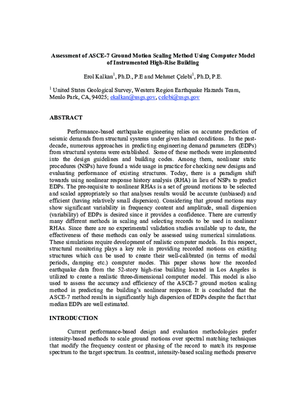 Pdf Assessment Of Asce 7 Ground Motion Scaling Method Using Computer