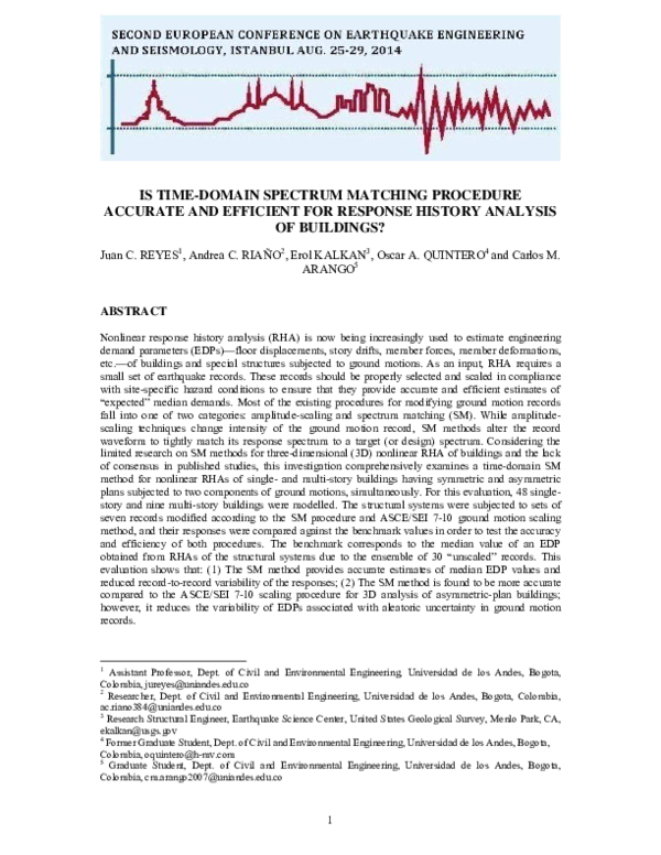 (PDF) Is Time-Domain Spectrum Matching Procedure Accurate and Efficient for Response History ...