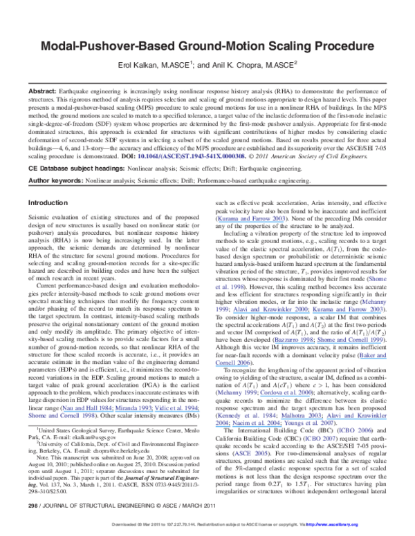 (PDF) Modal-Pushover-Based Ground-Motion Scaling Procedure