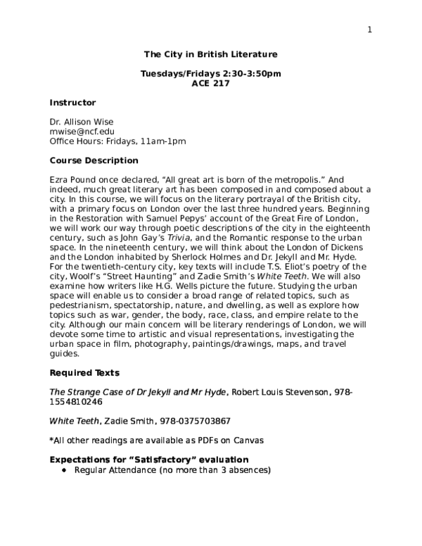 (DOC) The City in British Literature syllabus