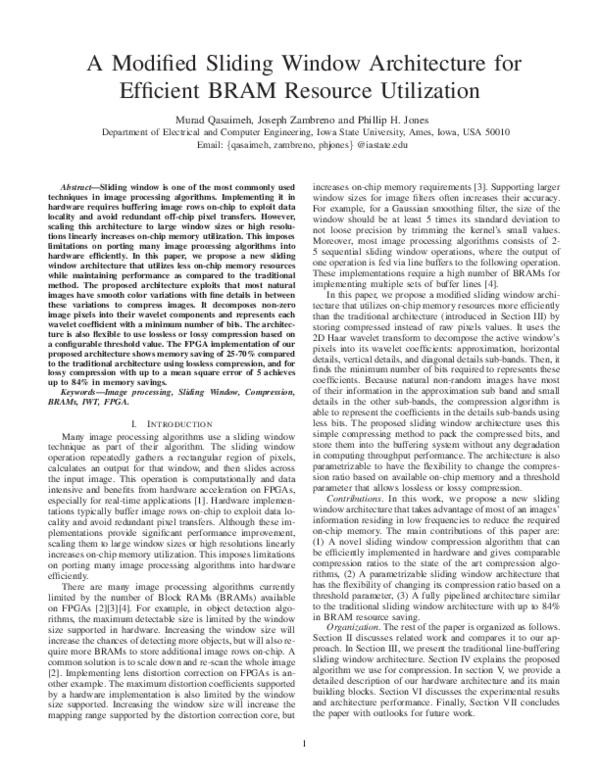 (PDF) A Modified Sliding Window Architecture for Efficient BRAM ...