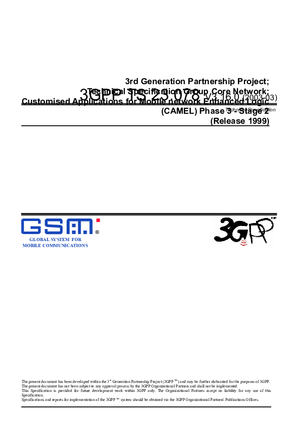 (DOC) CAMEL Specifications