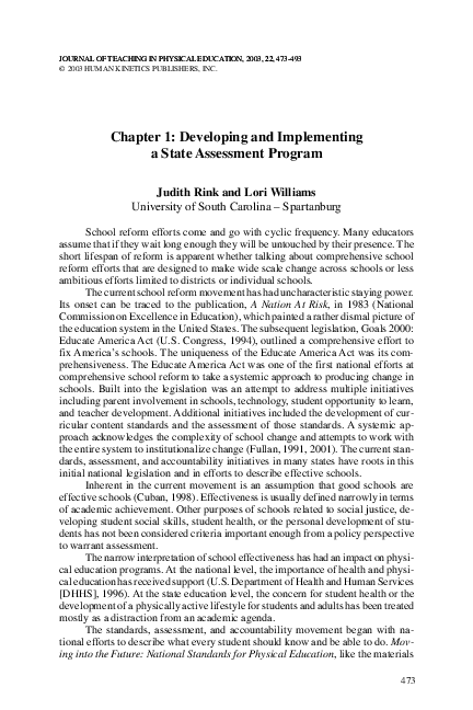 (PDF) Developing and implementing a state assessment program