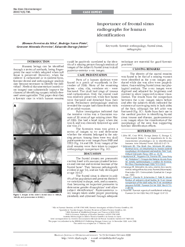 (PDF) Importance of frontal sinus radiographs for human identification