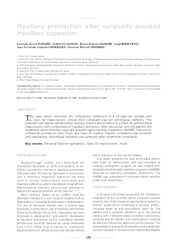 (PDF) Maxillary protraction after surgically assisted maxillary expansion