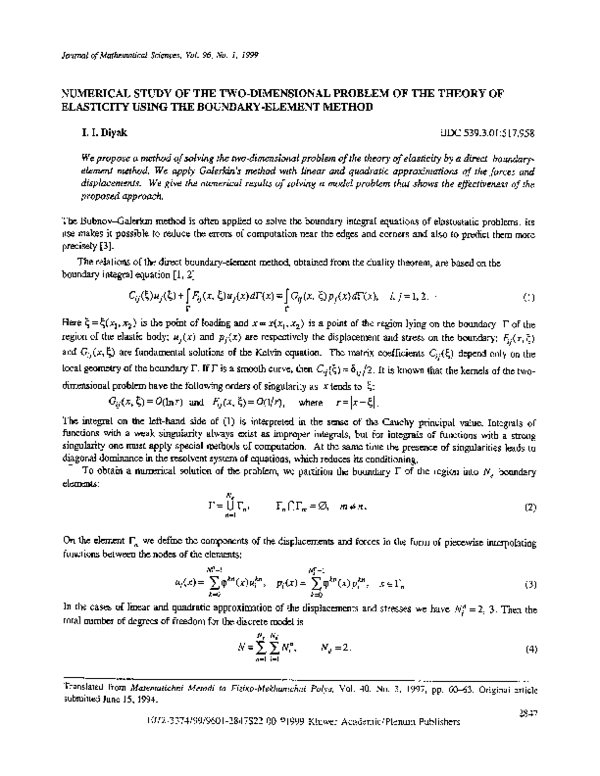 (PDF) Numerical study of the two-dimensional problem of the theory of elasticity using the ...