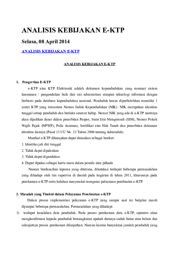 (DOC) ANALISIS KEBIJAKAN E-KTP