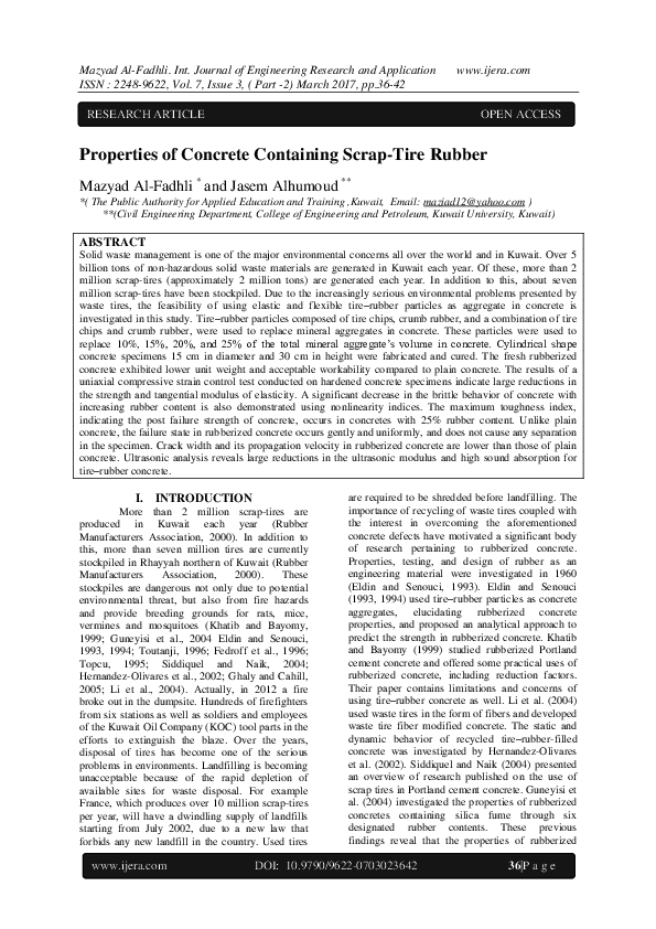(PDF) Properties of Concrete Containing Scrap-Tire Rubber