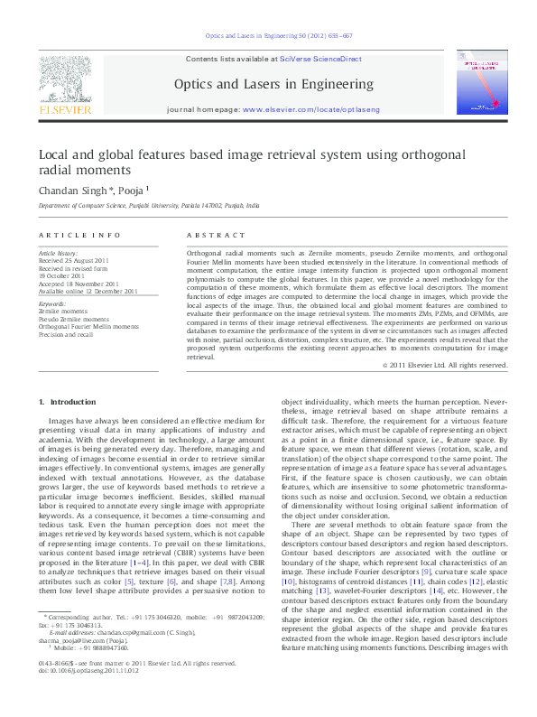 Pdf Local And Global Features Based Image Retrieval System Using