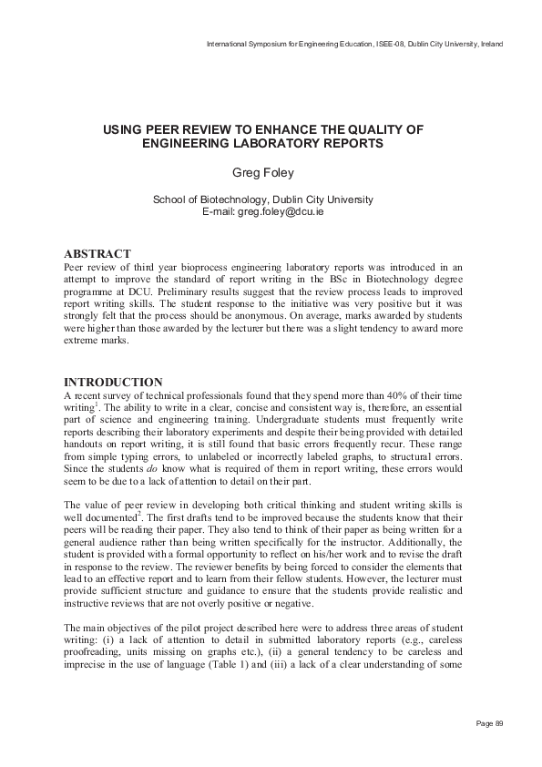 (PDF) Using Peer Review to Enhance the Quality of Engineering ...