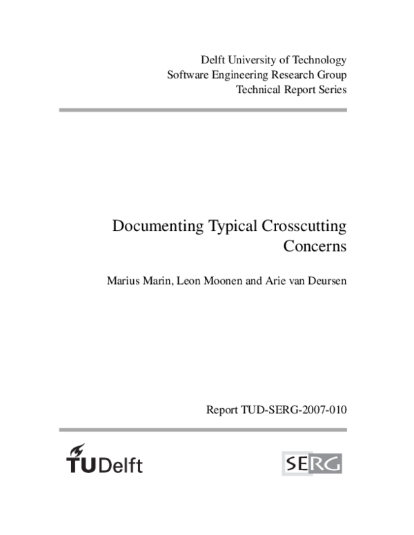(PDF) Documenting Typical Crosscutting Concerns