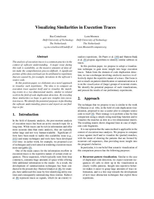 (PDF) Visualizing Similarities in Execution Traces