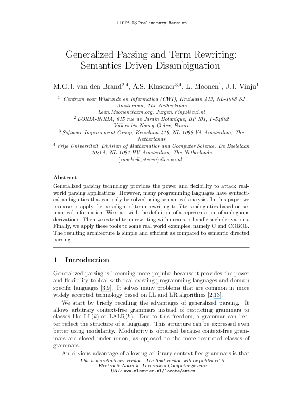 Pdf Generalized Parsing And Term Rewriting Semantics Driven