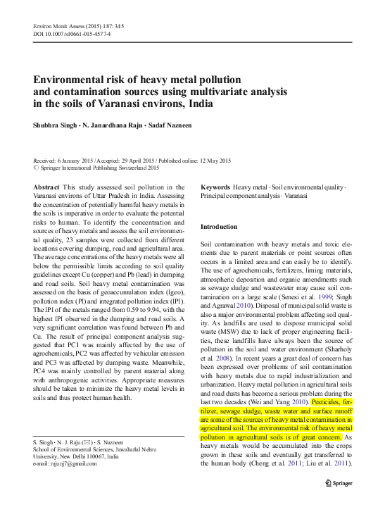 (PDF) Environmental risk of heavy metal pollution and contamination ...