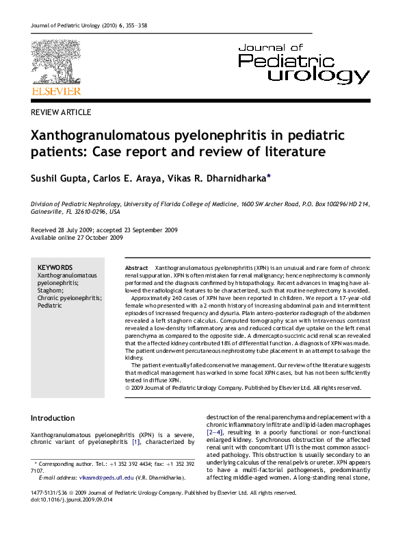(PDF) Xanthogranulomatous pyelonephritis in pediatric patients: Case ...
