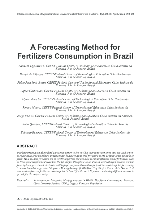 (PDF) A Forecasting Method for Fertilizers Consumption in Brazil