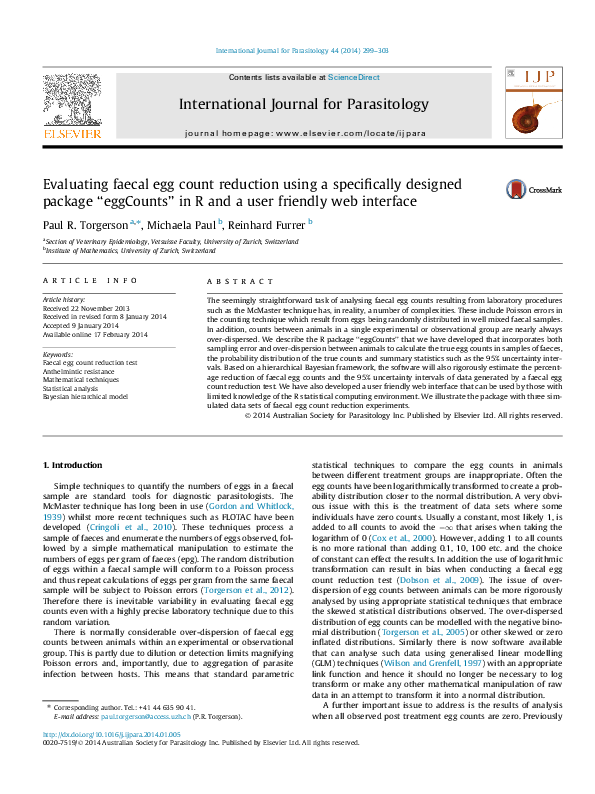 (PDF) Evaluating faecal egg count reduction using a specifically ... (PDF) Evaluating faecal egg count reduction using a specifically ...
