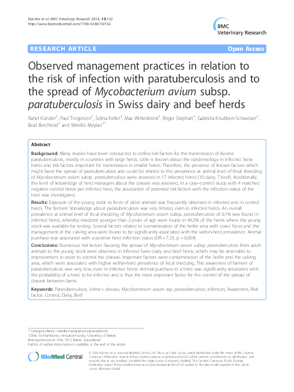 (PDF) Observed management practices in relation to the risk of ...