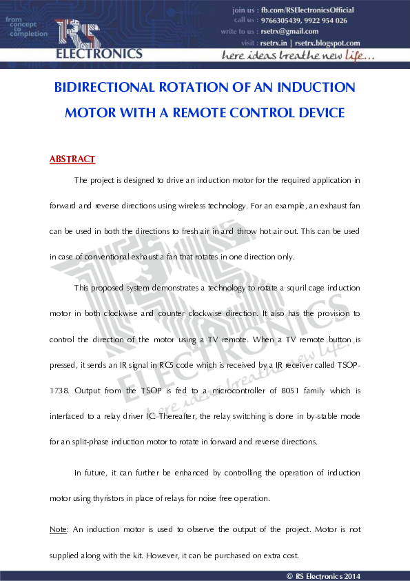 (PDF) BIDIRECTIONAL ROTATION OF AN INDUCTION MOTOR WITH A REMOTE ...