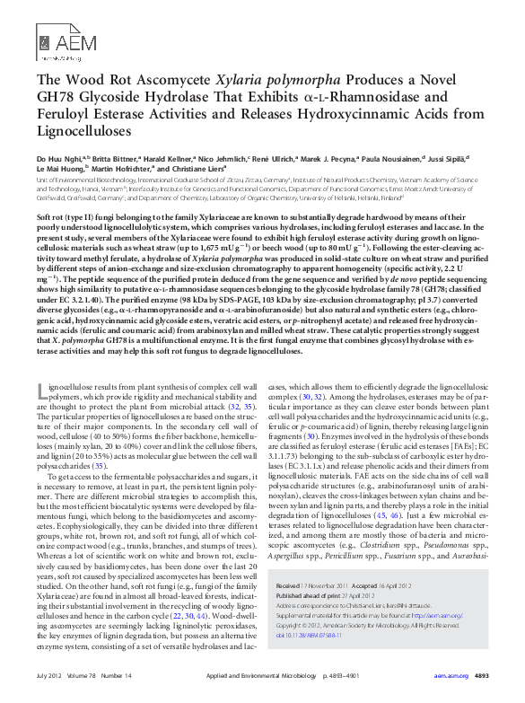 (PDF) The Wood Rot Ascomycete Xylaria polymorpha Produces a Novel GH78 ...