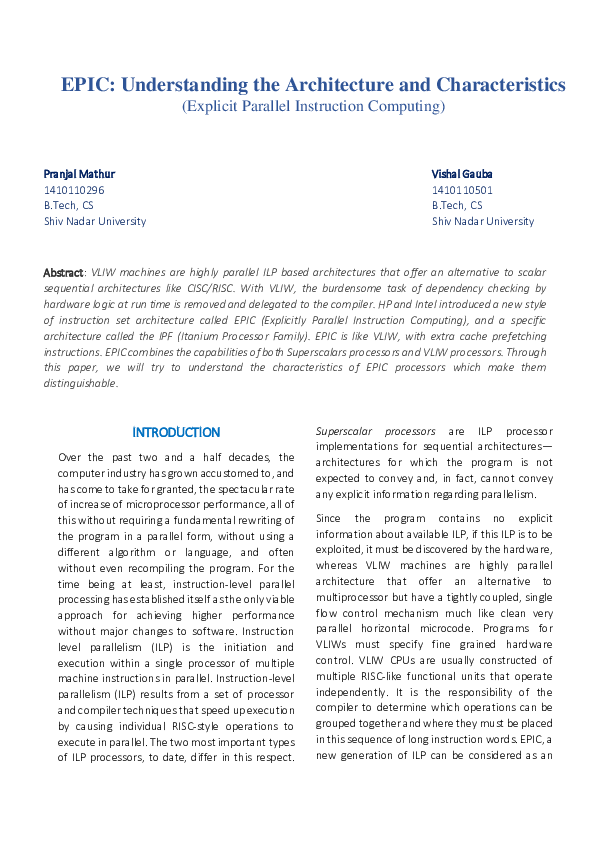 (PDF) EPIC: Understanding the Architecture and Characteristics ...