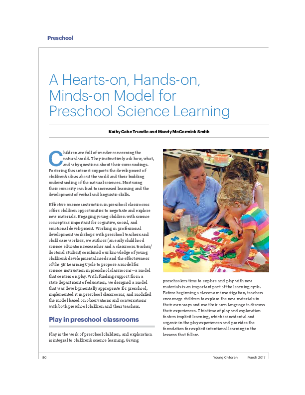 (PDF) A Hearts-on, Hands-on, Minds-on Model for Preschool Science Learning