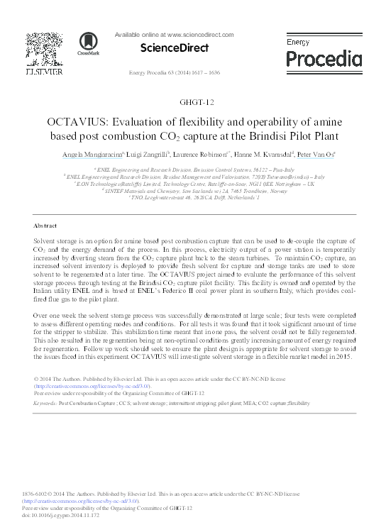 (PDF) OCTAVIUS: Evaluation of Flexibility and operability of Amine ...