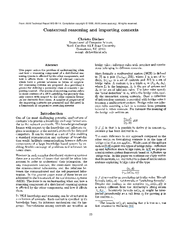 (PDF) Contextual reasoning and importing contexts | Christo Dichev ...