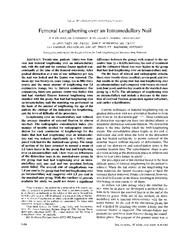 (PDF) Femoral lengthening over an intramedullary nail. A matched-case ...
