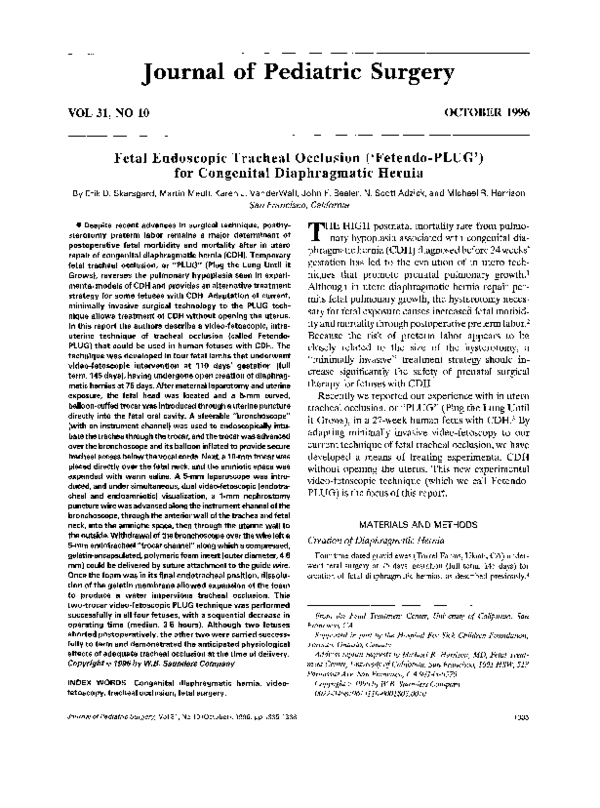 (PDF) Fetal endoscopic tracheal occlusion (‘Fetendo-PLUG’) for ...