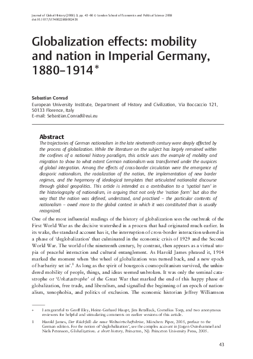 (PDF) Globalization effects: mobility and nation in Imperial Germany ...