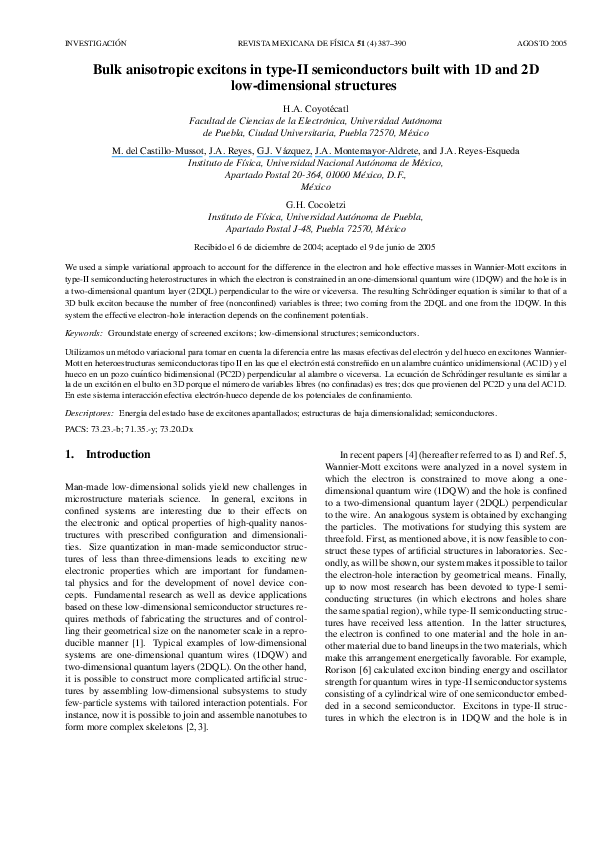 (PDF) Bulk anisotropic excitons in type-II semiconductors built with 1D ...
