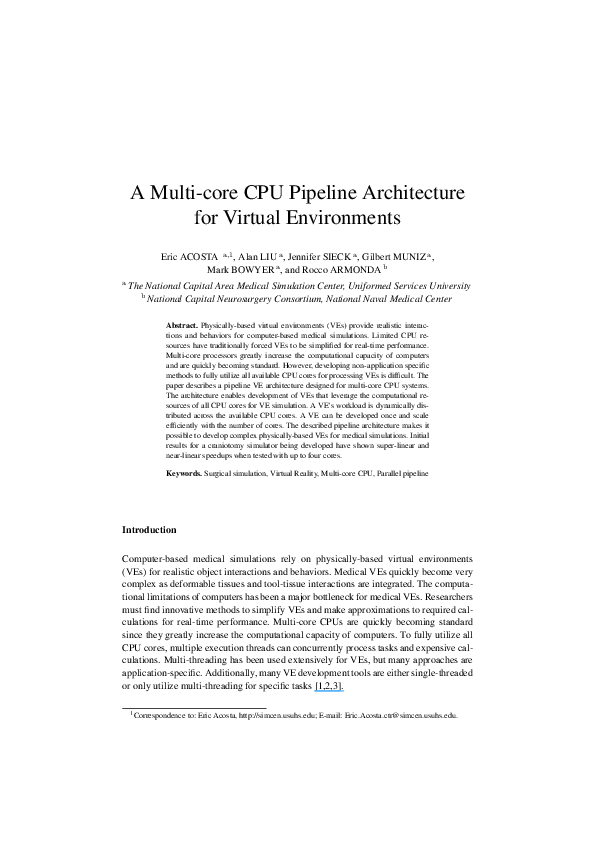 (PDF) A multi-core CPU pipeline architecture for virtual environments