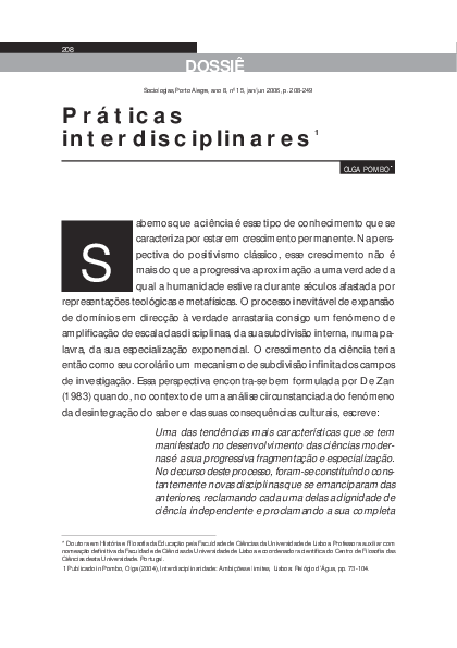 (PDF) Interdisciplinary practices