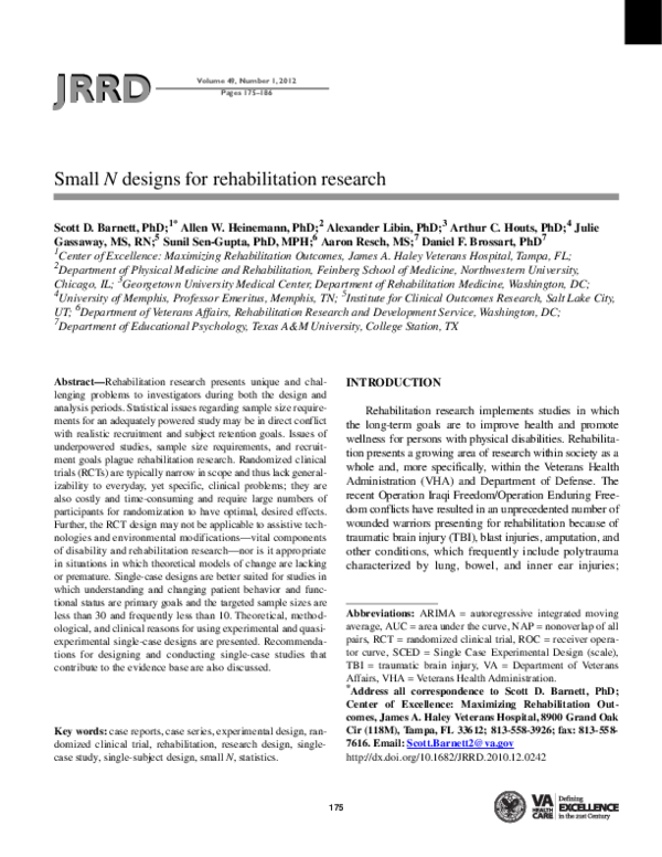 (PDF) Small N designs for rehabilitation research