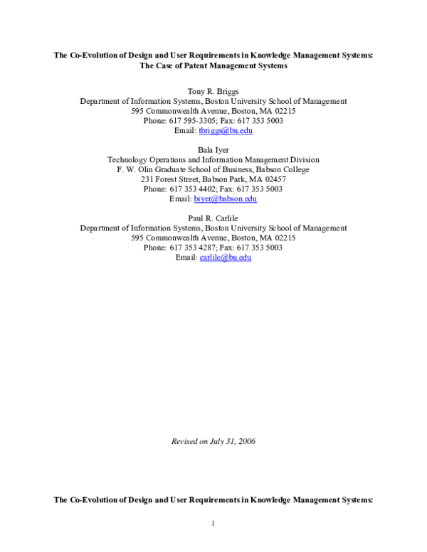 (PDF) The Co-evolution of Design and User Requirements in Knowledge ...
