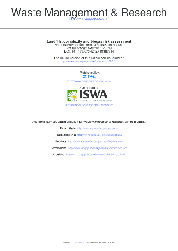 (PDF) Landfills, complexity and biogas risk assessment